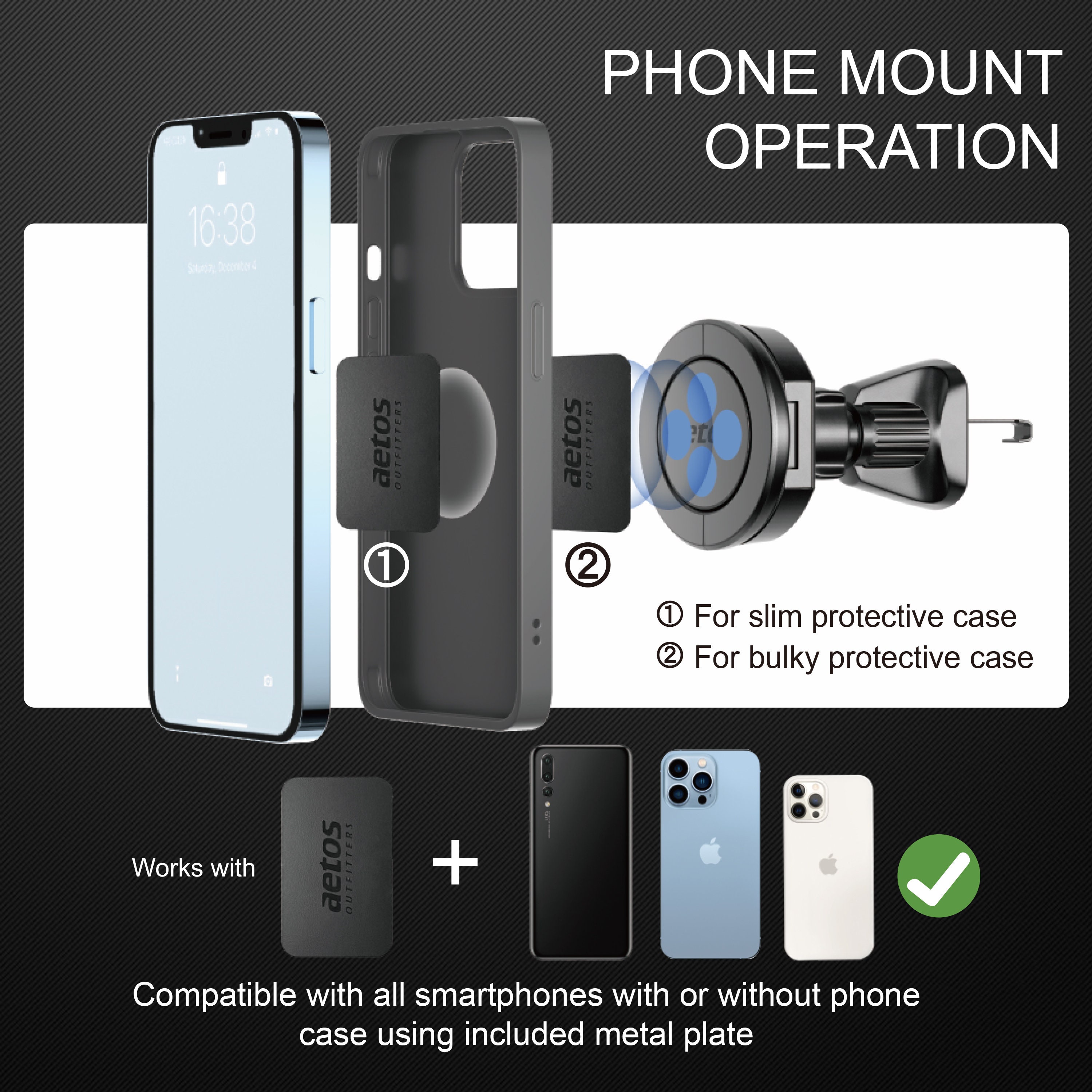 Magsafe Compatible 3-in-1 Magnetic Car Phone Mount: Spring Loaded J ...