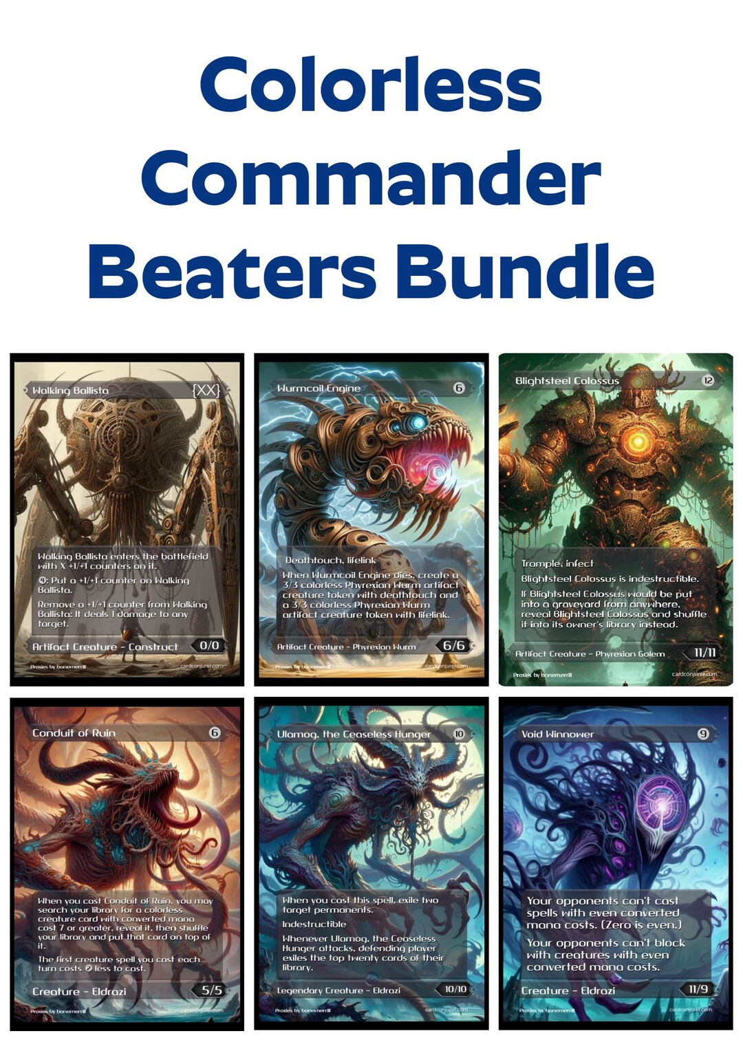 Colorless Commander Beaters Bundle 6 MTG Proxy Cards High Quality Black ...