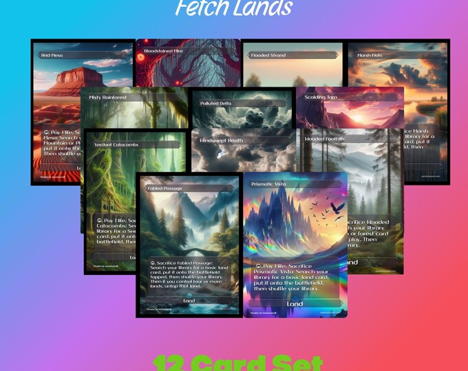 Fetch Lands - 12 MTG Proxy Card - High Quality Black Card Stock MTG ...