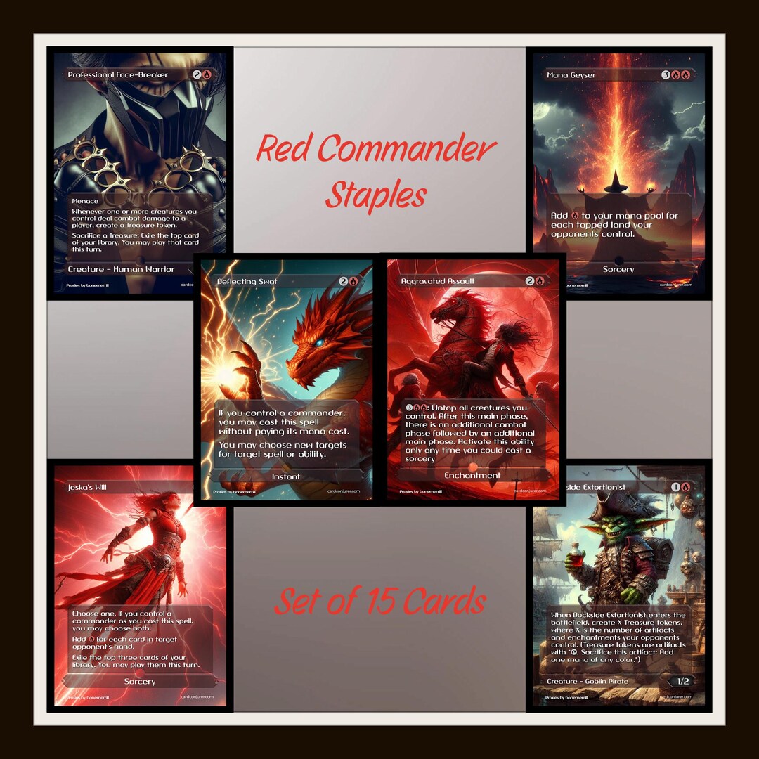 Red Commander Staples 15 Proxy Cards High Quality Black Card Stock ...