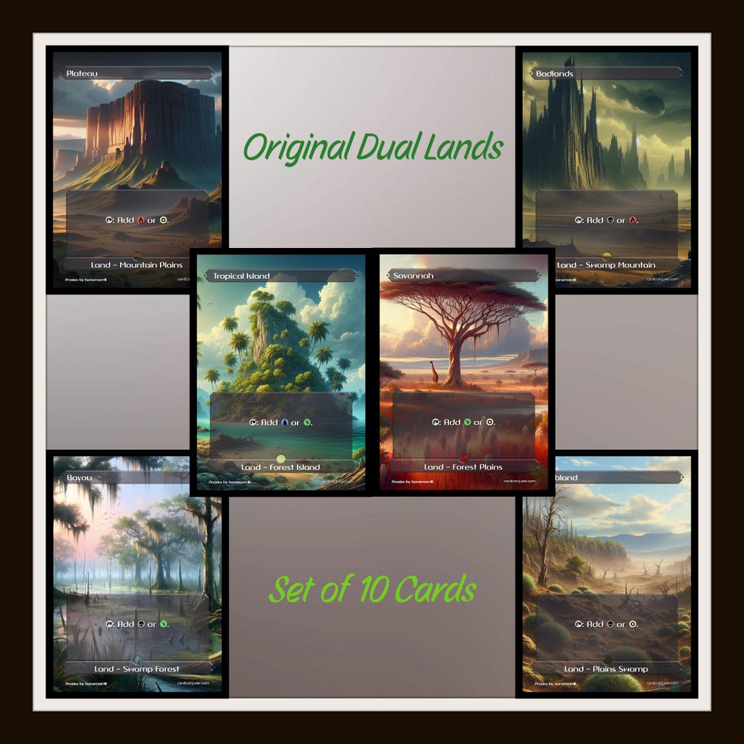 Original Dual Lands -10 Proxy Cards - High Quality Black Card Stock ...