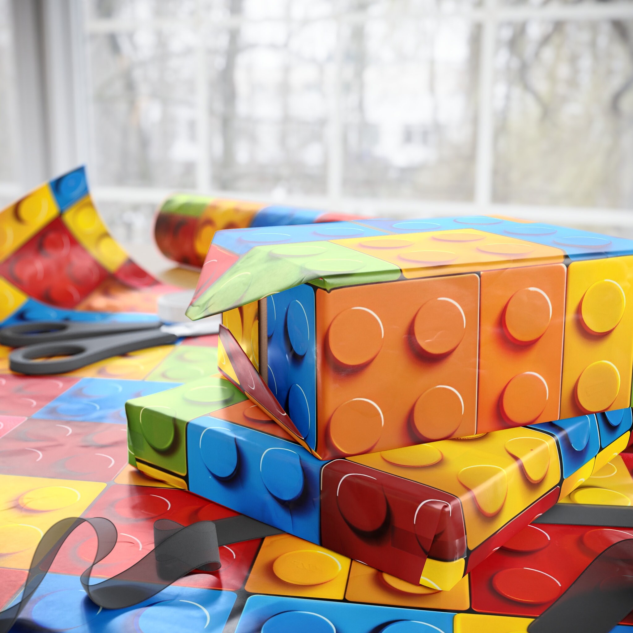 Block Gift Wrapping Papers, Kids Birthday, Lego Lovers - Etsy