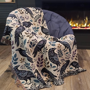 Ravens Woven Blanket: Gothic Crow Throw, Bird Lover Gift - Etsy