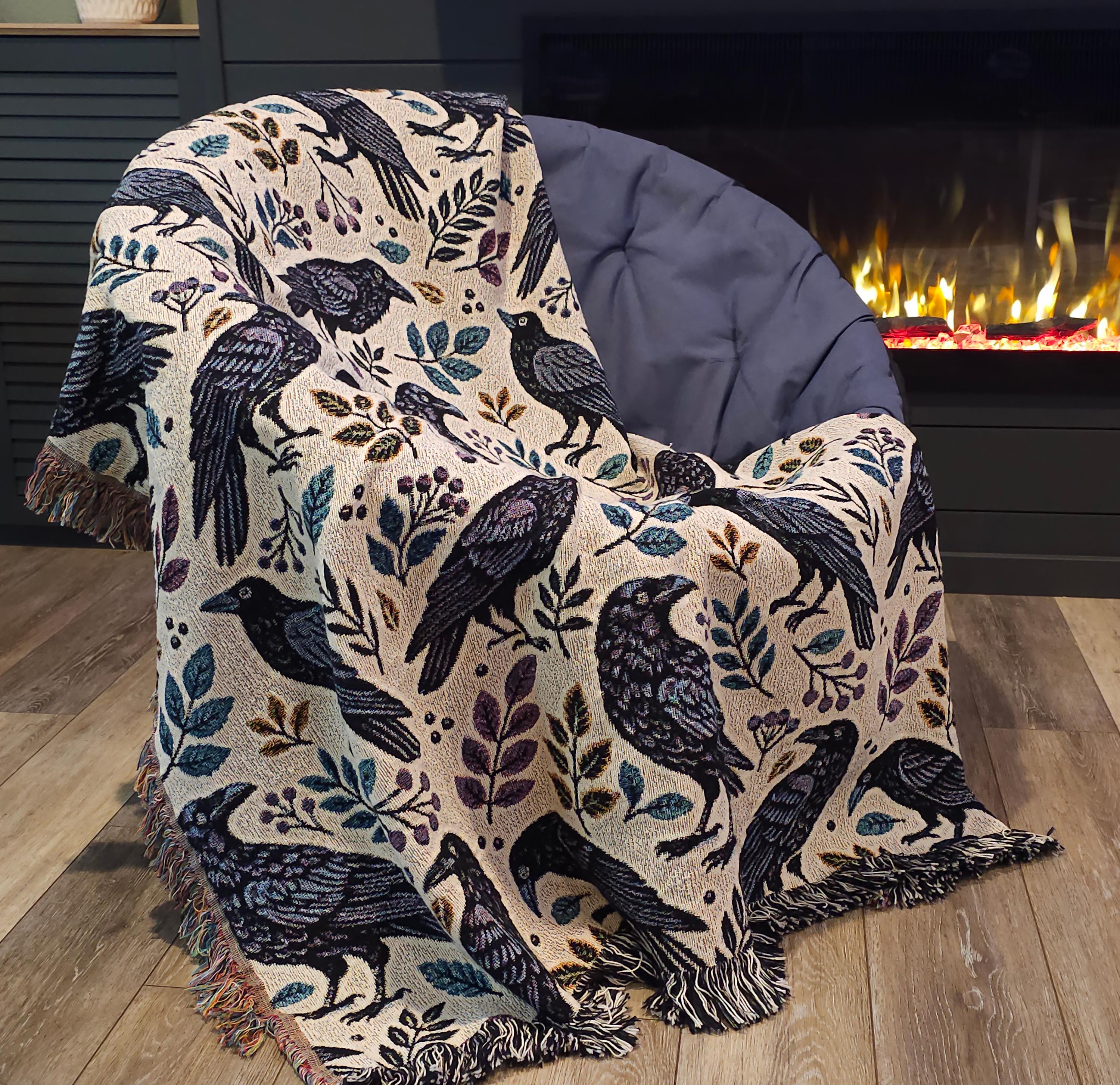 Ravens Woven Blanket: Gothic Crow Throw, Bird Lover Gift - Etsy