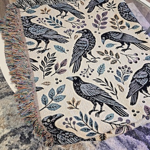Ravens Woven Blanket: Gothic Crow Throw, Bird Lover Gift - Etsy