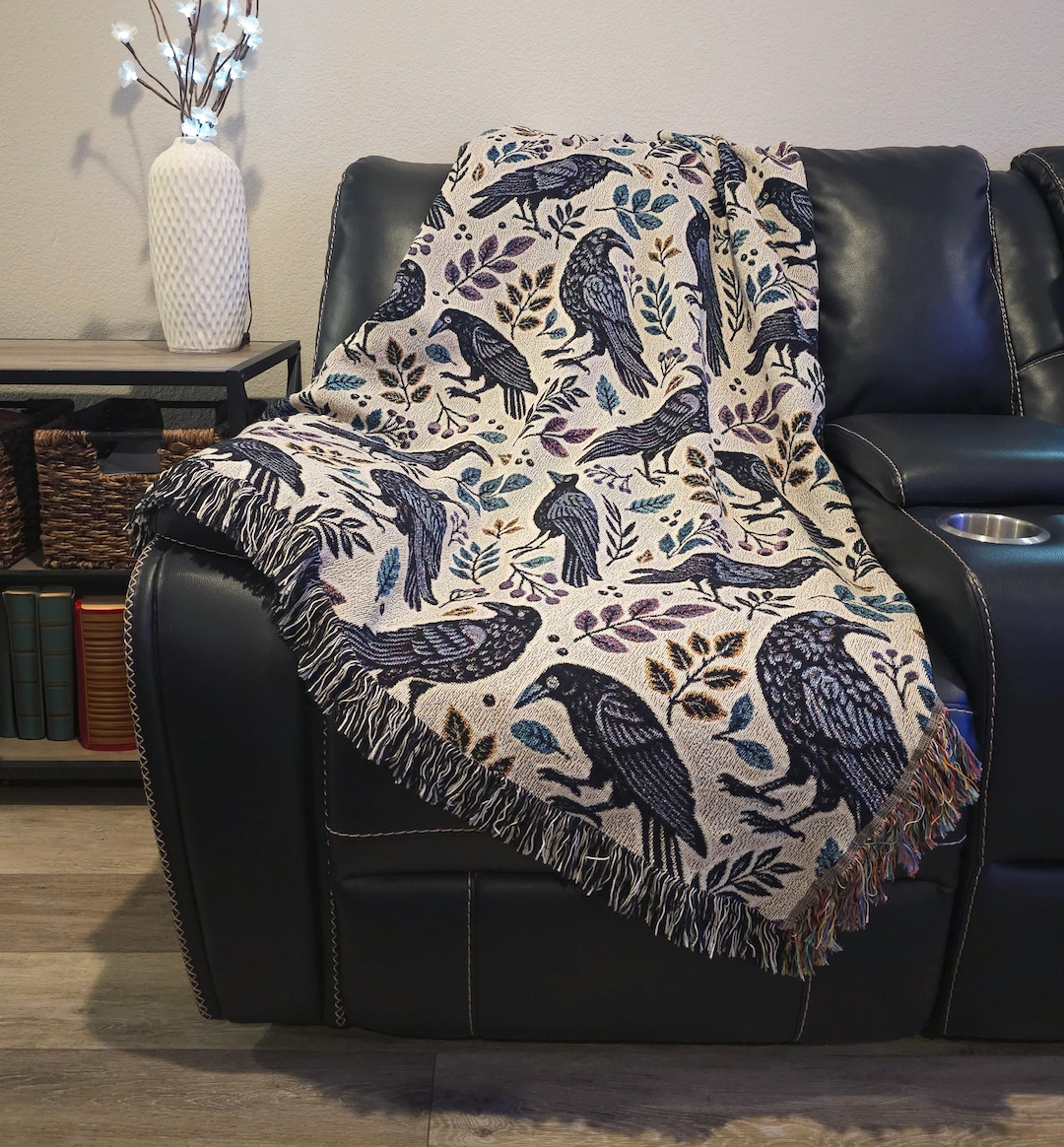 Ravens Woven Blanket: Gothic Crow Throw, Bird Lover Gift - Etsy