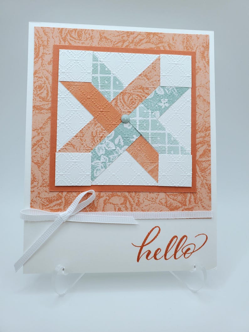 Hello Greeting Card/hello Sentiment/quilt Square/quilt Card/quilt Paper ...