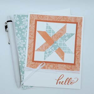 Hello Greeting Card/hello Sentiment/quilt Square/quilt Card/quilt Paper ...