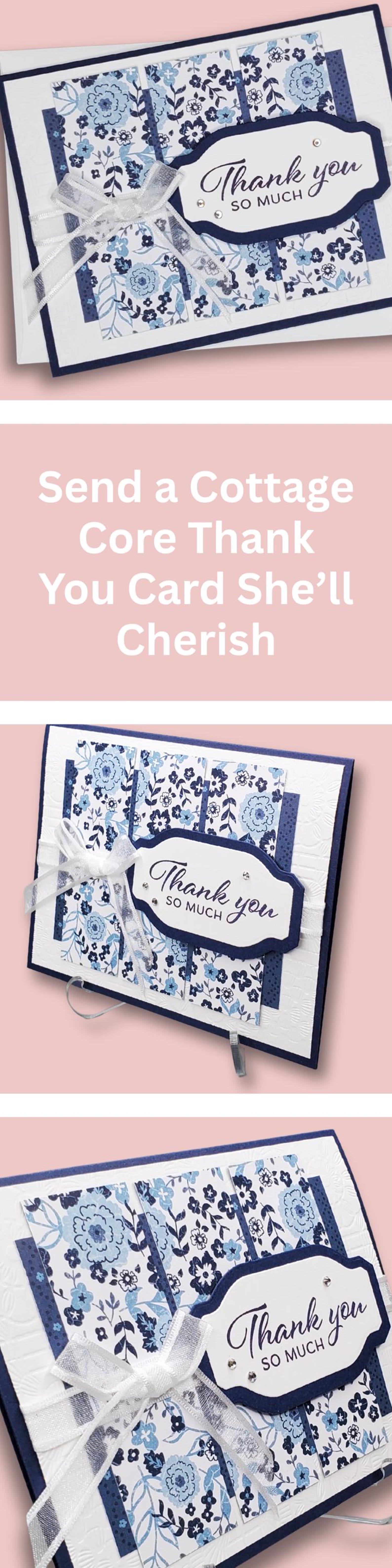 Handcrafted Cottage Core Thank You Card, Floral Paper - Etsy