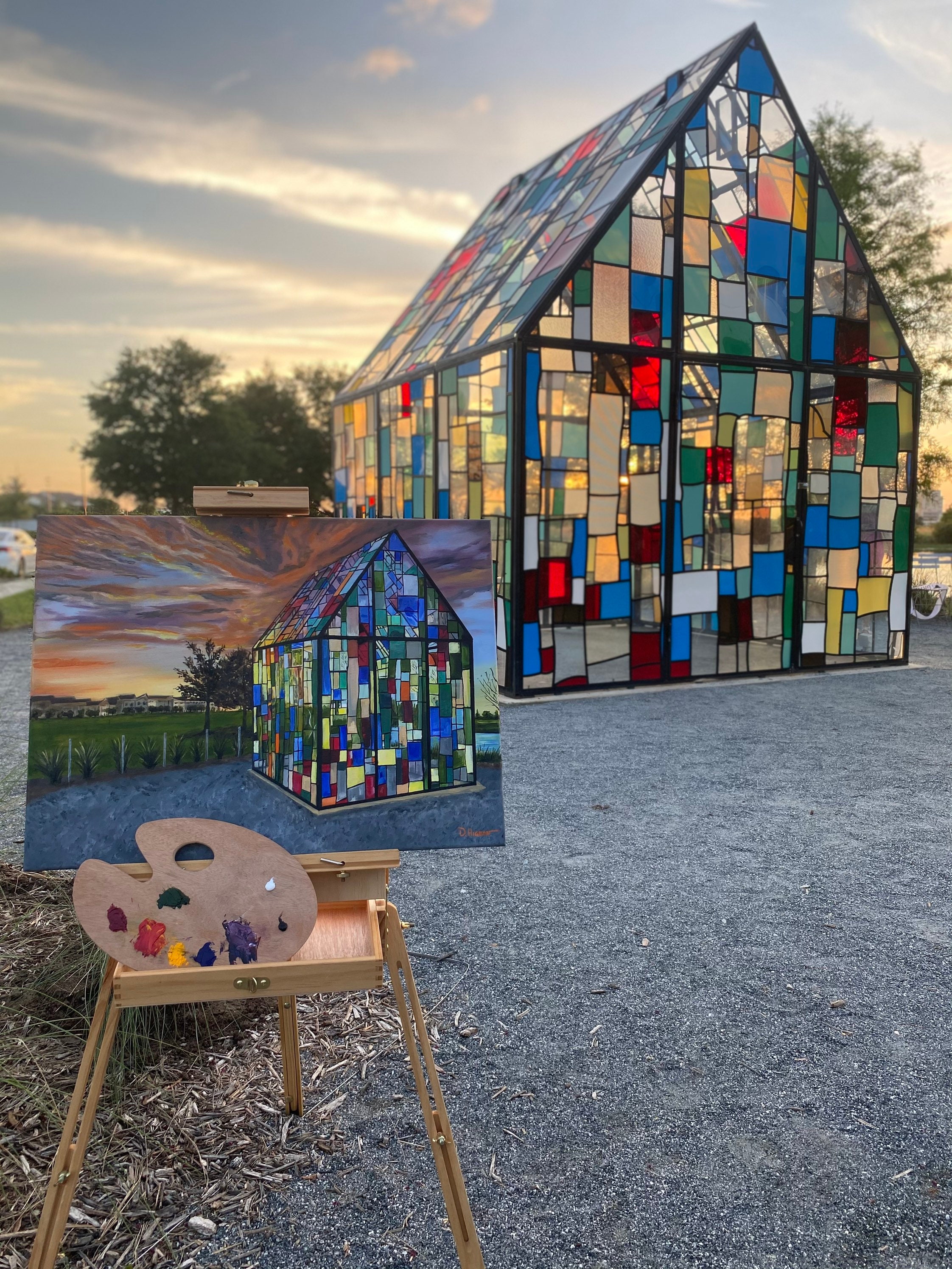Stain-glass House Sunset (original Oil Painting) - Etsy