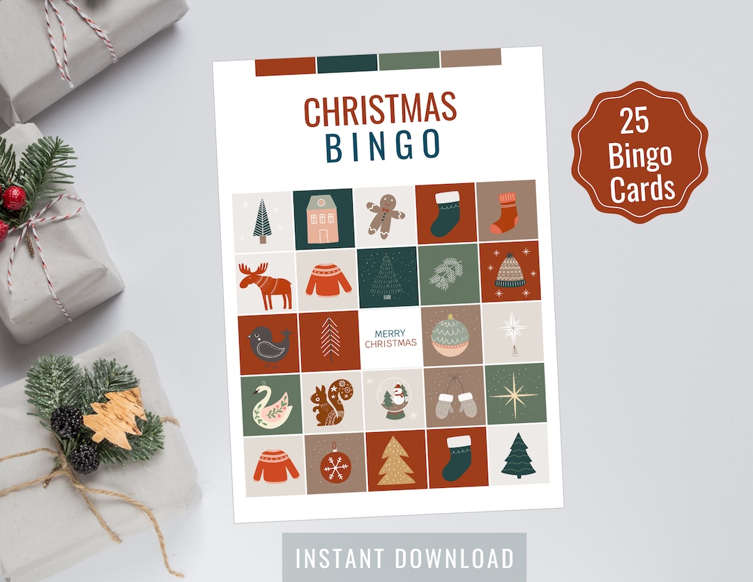 Christmas Bingo Cards Printable for Kids and Adults, Family Fun ...