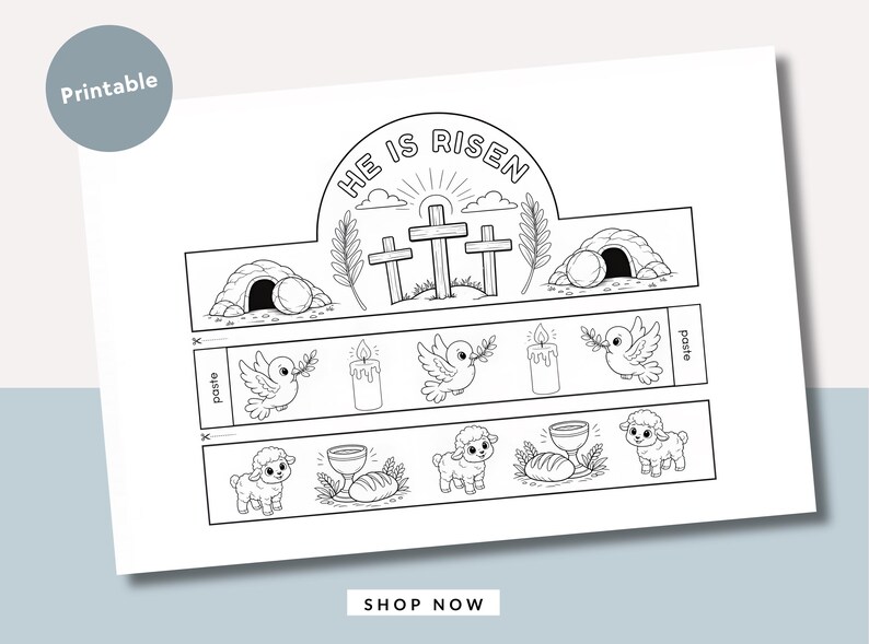 Christian Coloring Sheet Easter Cut and Paste Sunday School Activity ...