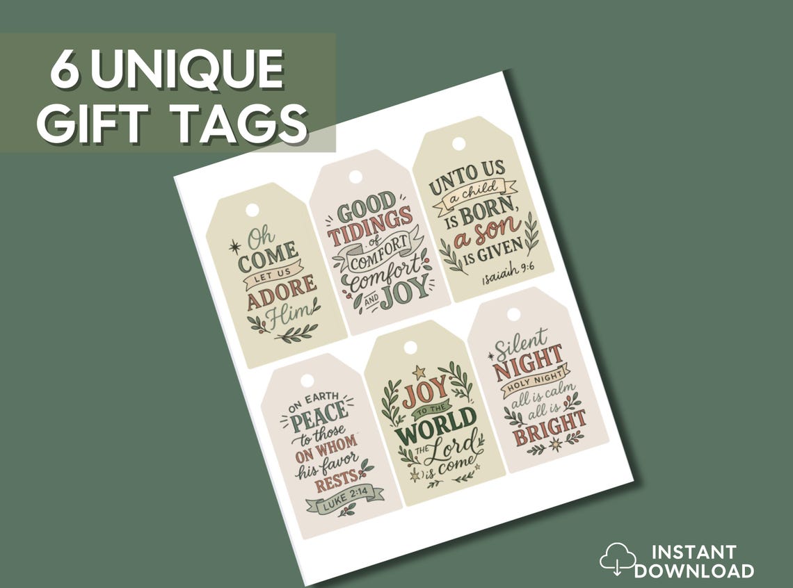 Christian Christmas Gift Tags Printable Faith-based Designs With Bible ...