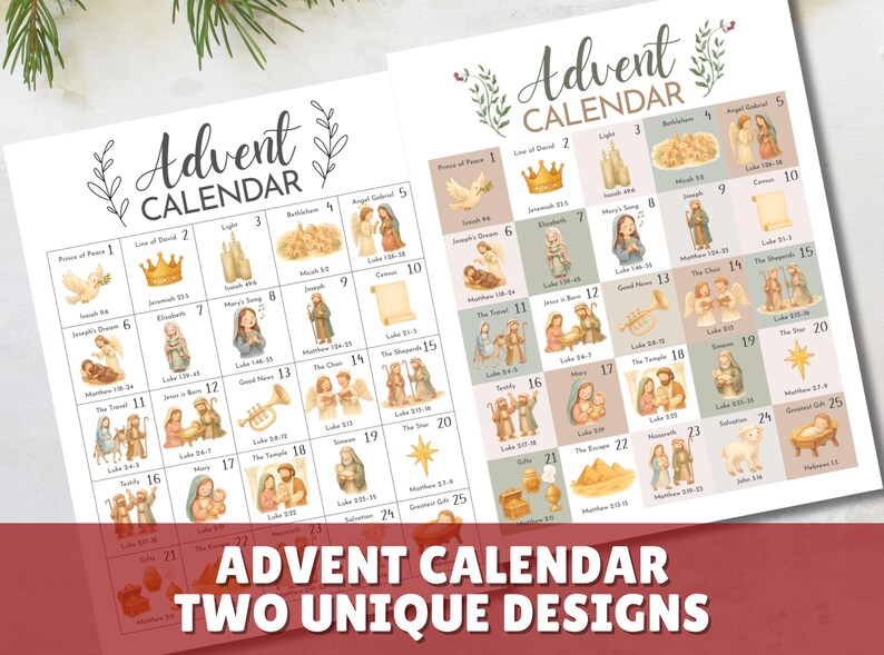 Advent Calendar Printable Nativity Story Coloring Page Plus 25 Bible ...