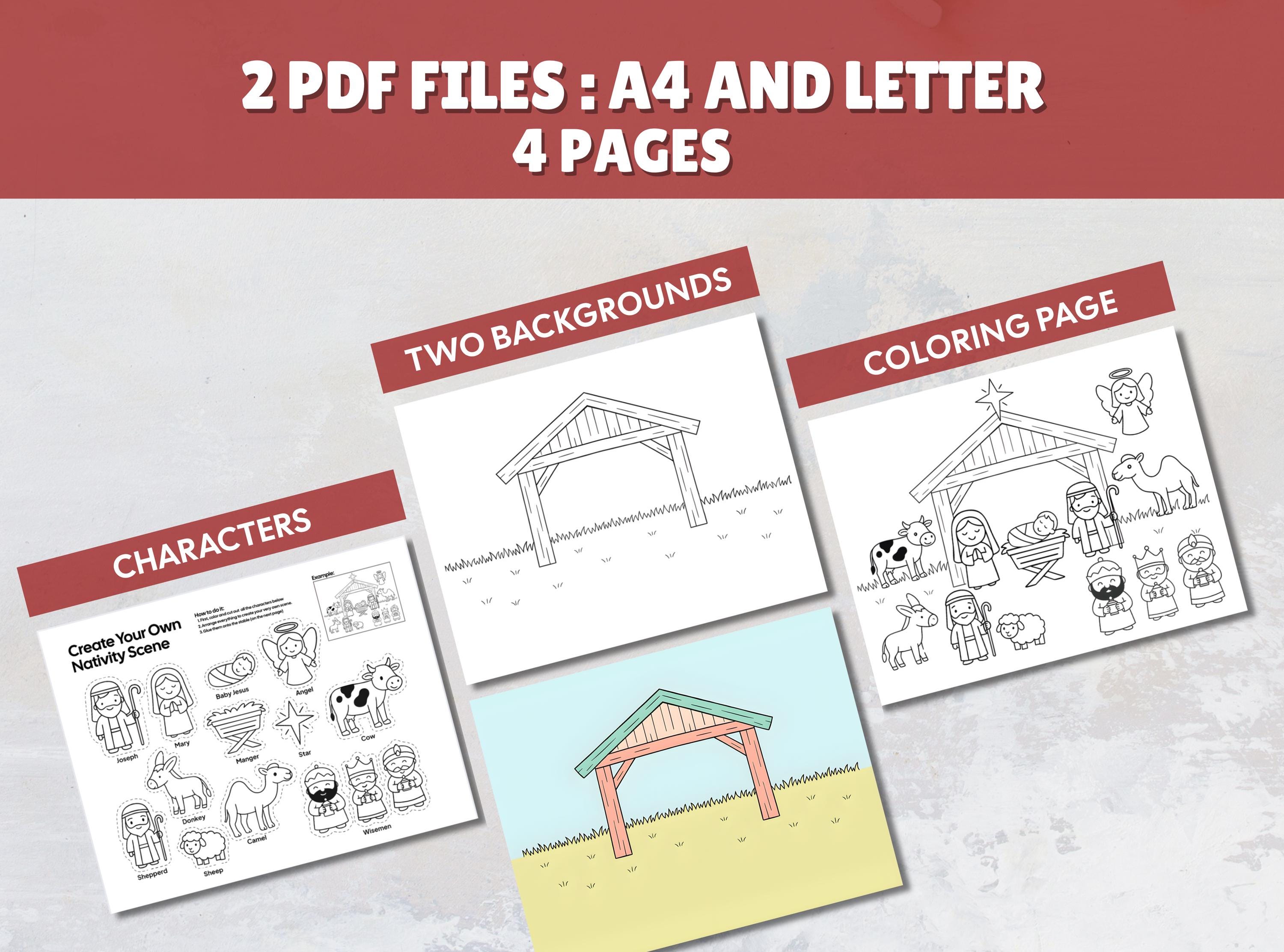 Nativity Scene Activity Printable DIY for Children Christmas Coloring ...