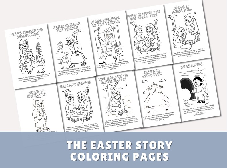 Christian Easter Story Coloring Pages: Resurrection Bible Activity ...
