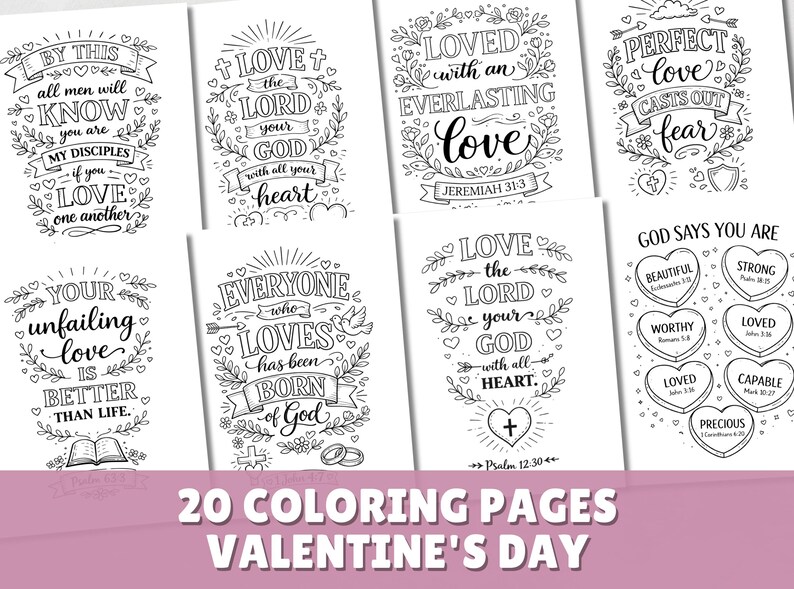 Christian Coloring Pages Valentine’s Day With Bible Verses Printable ...