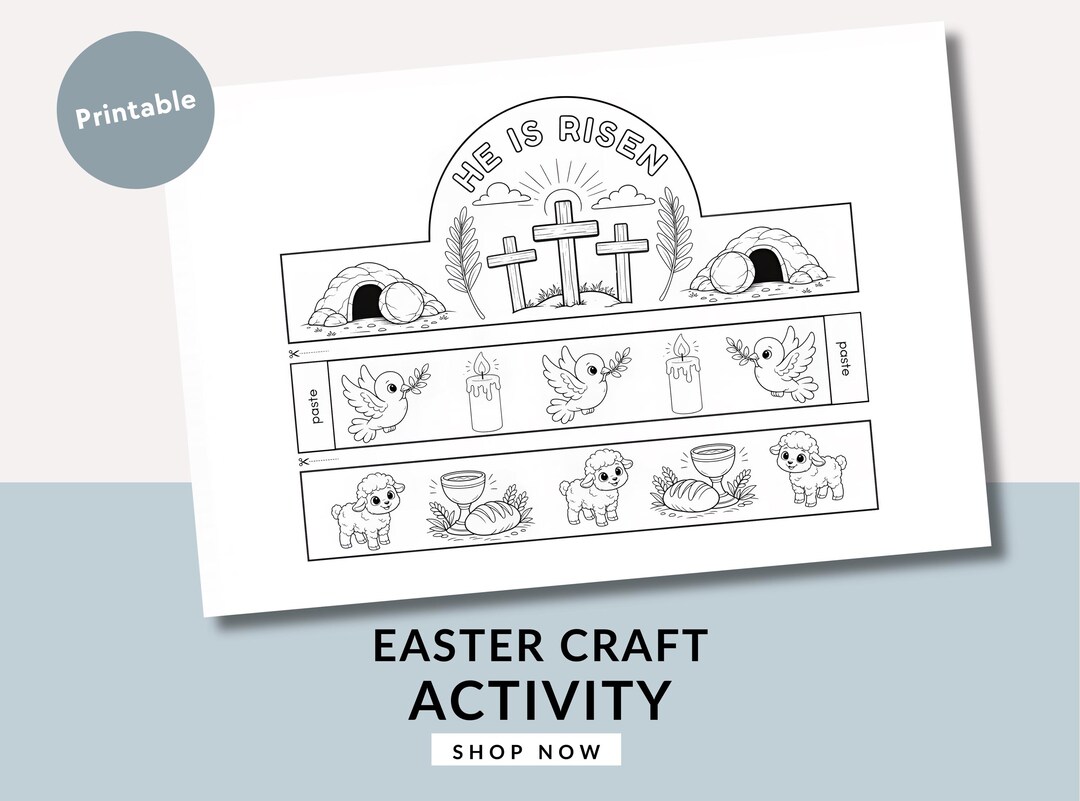 Christian Coloring Sheet Easter Cut and Paste Sunday School Activity ...