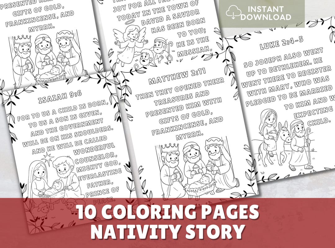 Christmas Coloring Pages With Nativity Bible Verses Christian Christmas ...
