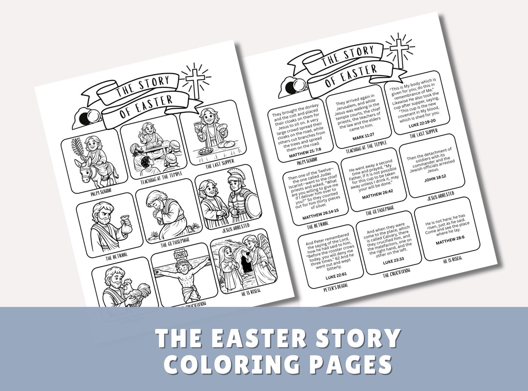 Christian Easter Story Coloring Pages: Resurrection Bible Activity ...