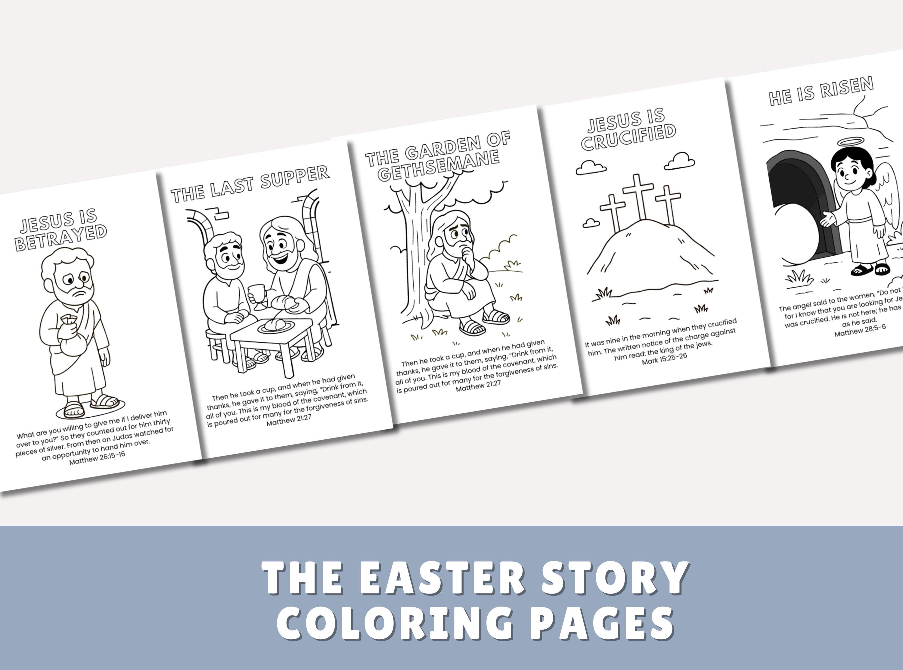Christian Easter Story Coloring Page Activity Bible Resurrection ...