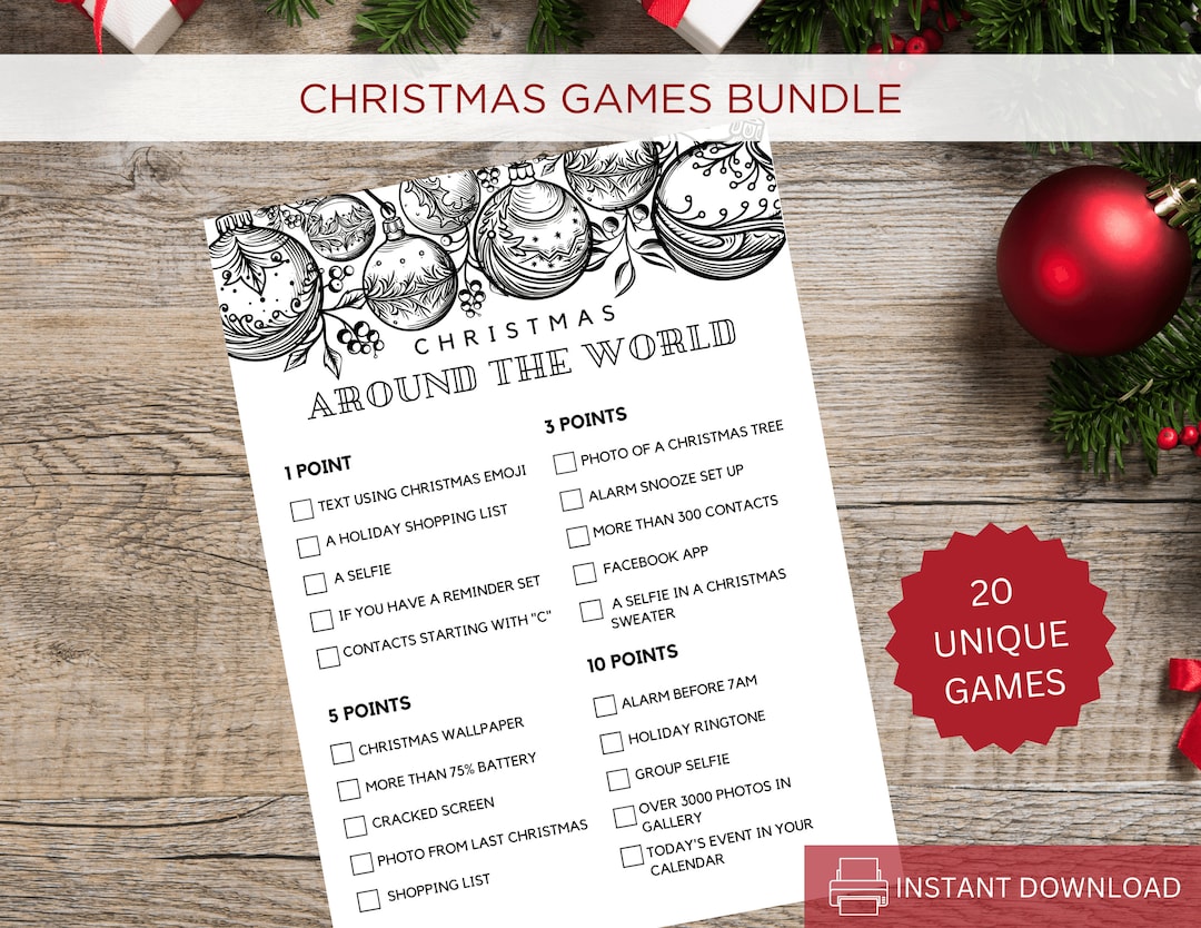Christmas Game Bundle Cards Bundle Holiday Party Games Instant Download ...