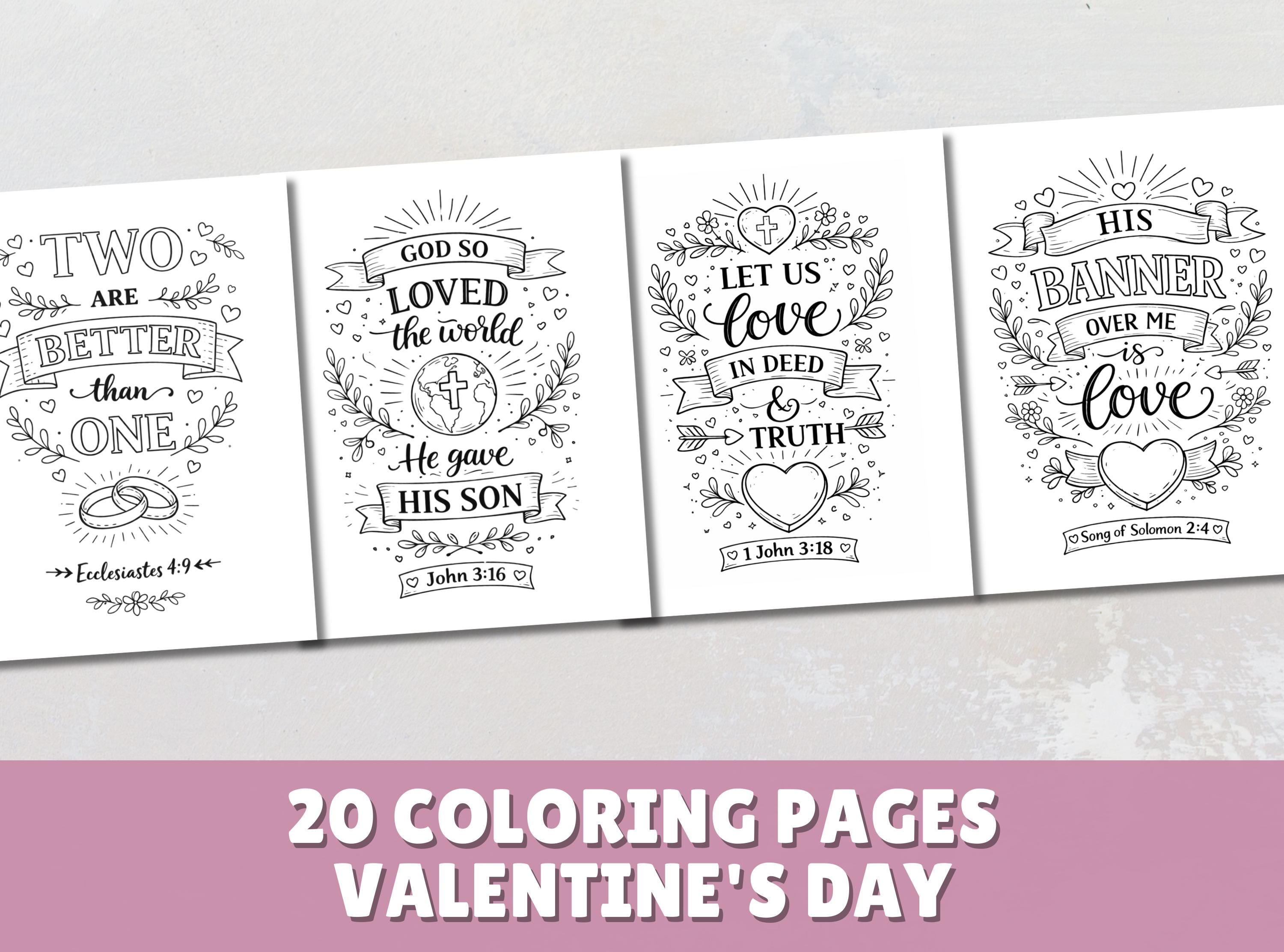 Christian Coloring Pages Valentine’s Day With Bible Verses Printable ...