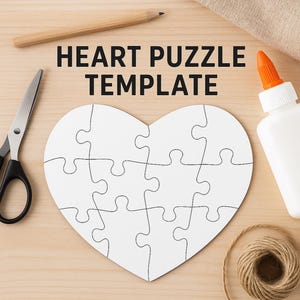 Heart Puzzle Template-- Digital Dieline for Laser Cutting, Cricut, or ...