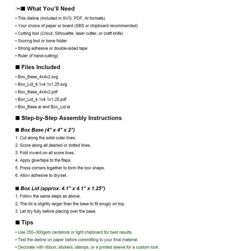 2- Piece Rigid Box Dieline Template - Setup Box SVG, PDF, AI - Gift Box ...