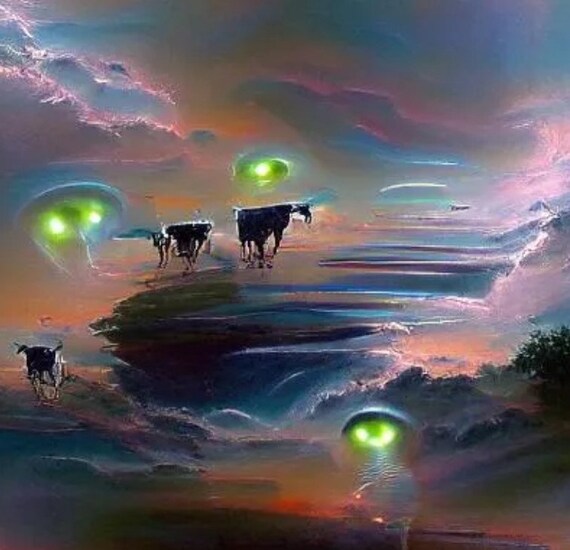 Alien Cows 24x36 - Etsy