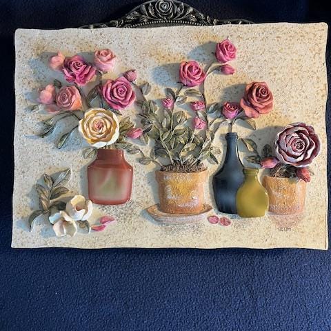 Vintage RARE Large Cheri Blum Rose Plaque - Etsy