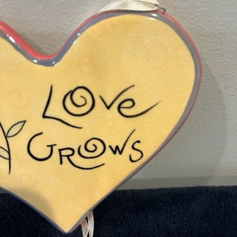 3 Vintage RUSS Heart Shaped Plaques-love Endures, Love Grows,love - Etsy