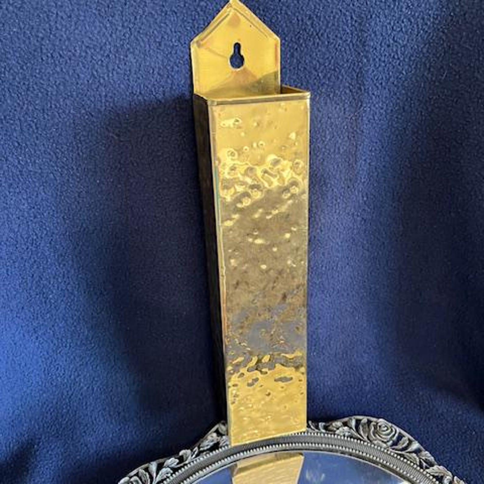 Vintage Hammered Solid Brass Match Box Holder Colony Metalsmiths of ...