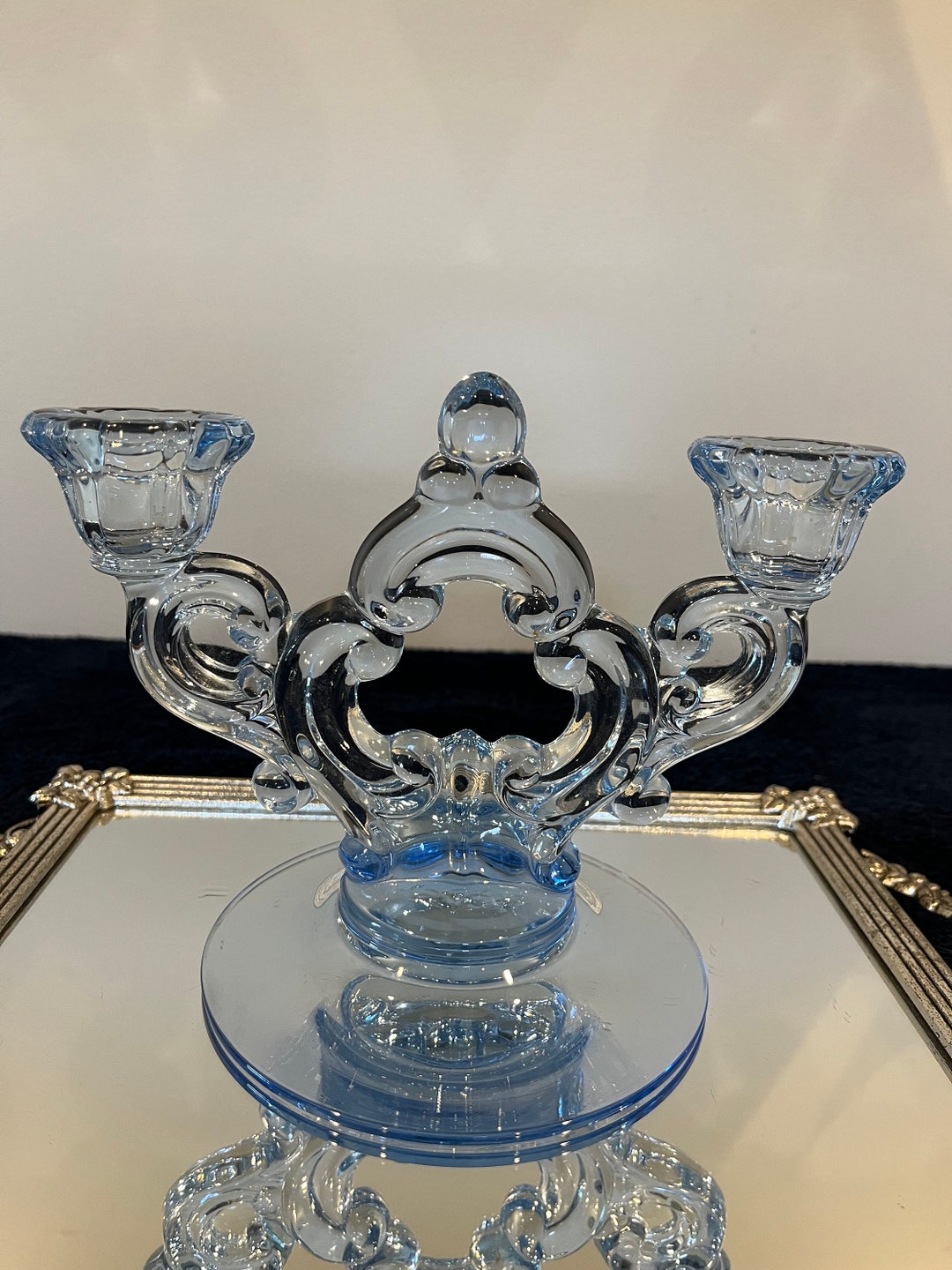Vintage Cambridge Glass 2-light Candlestick Holder - Etsy