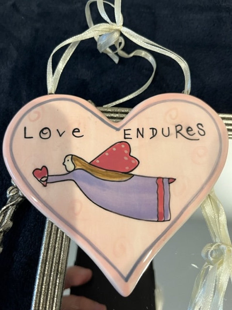 3 Vintage RUSS Heart Shaped Plaques-love Endures, Love Grows,love - Etsy