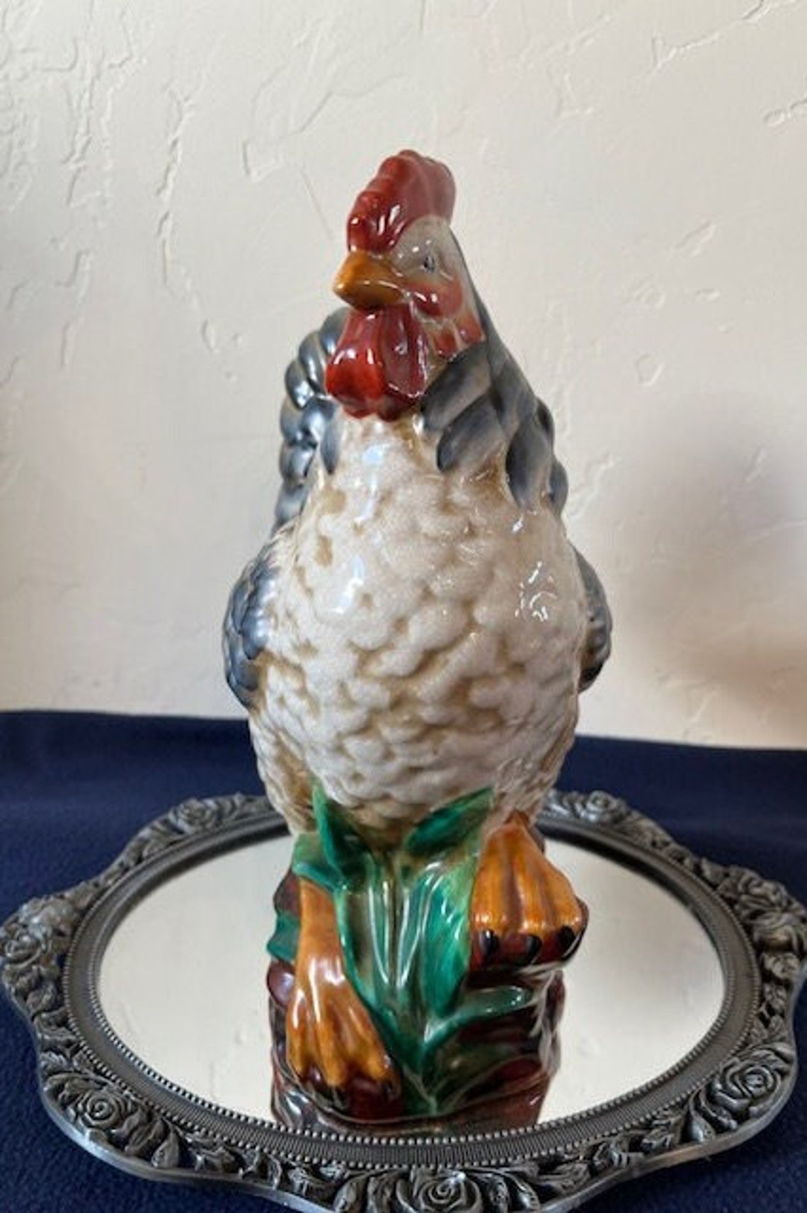 Vintage Fabulous Country French/italian Style Majolica Hen - Etsy