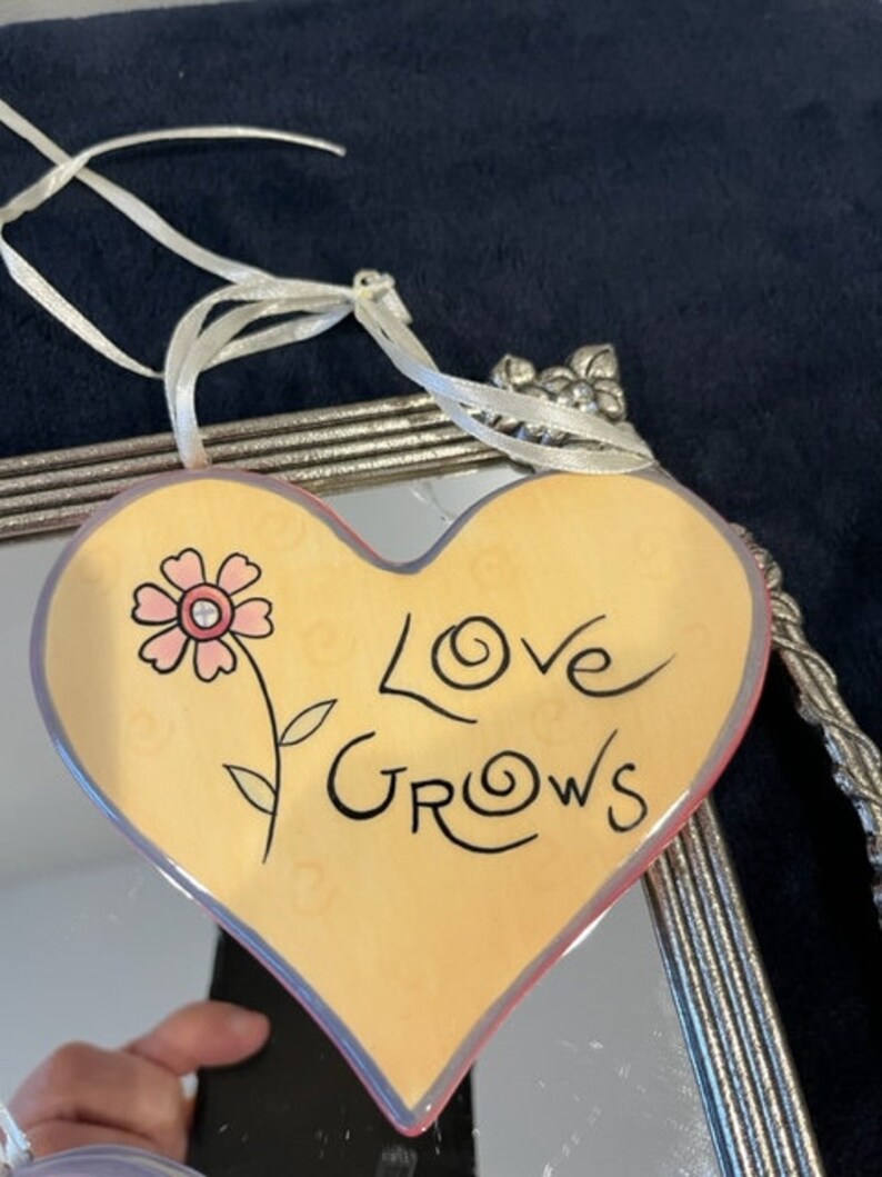 3 Vintage RUSS Heart Shaped Plaques-love Endures, Love Grows,love - Etsy