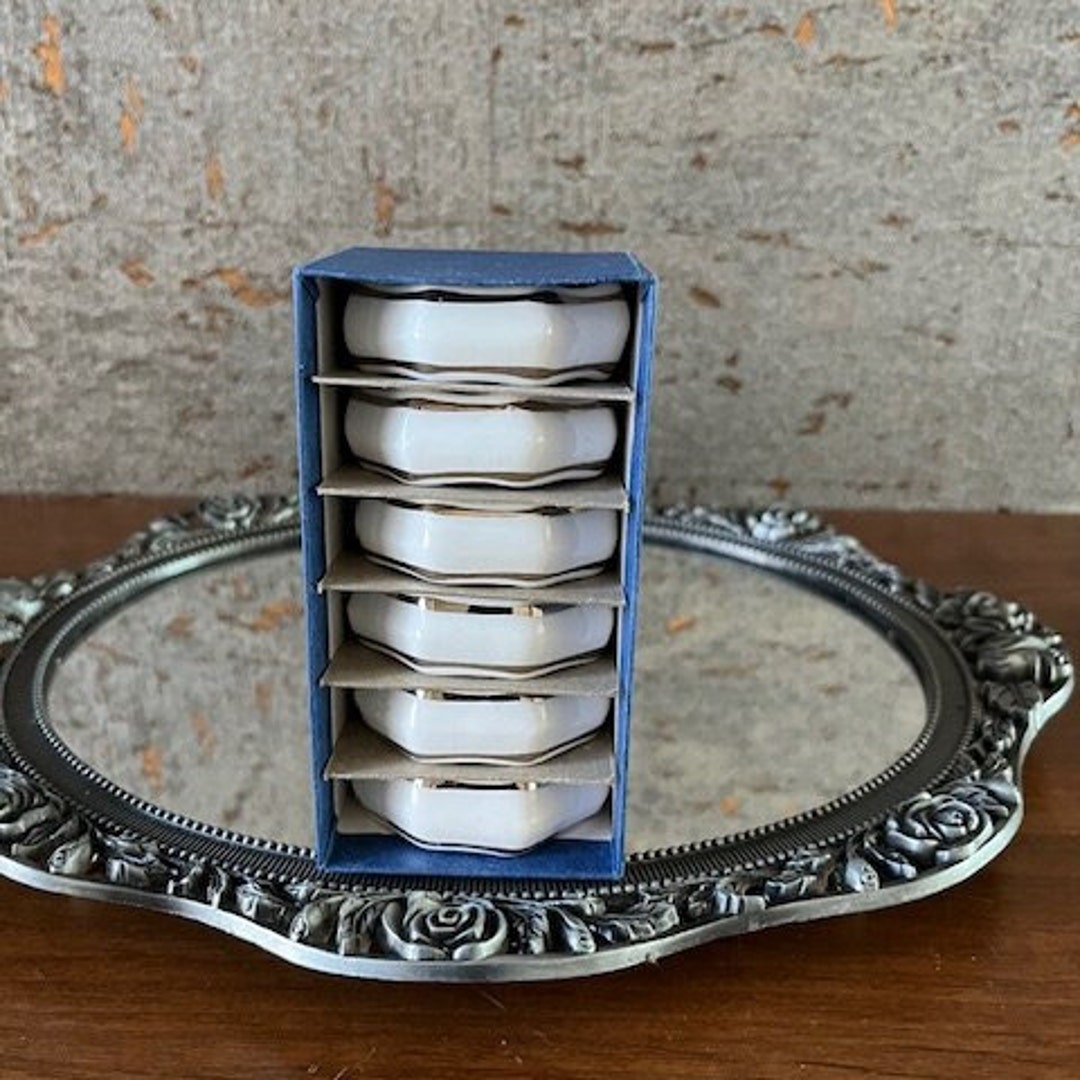 Vintage ASL Bone China White and Silver Octagonal Napkin Rings - Etsy