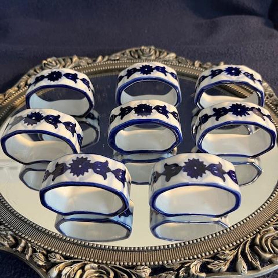 Set of 8 Vintage Bombay China Blue and White Napkin Rings - Etsy