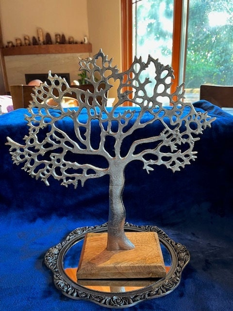Silver Metal Tree of Life on Wood Stand-lovely Decor Jewelry - Etsy