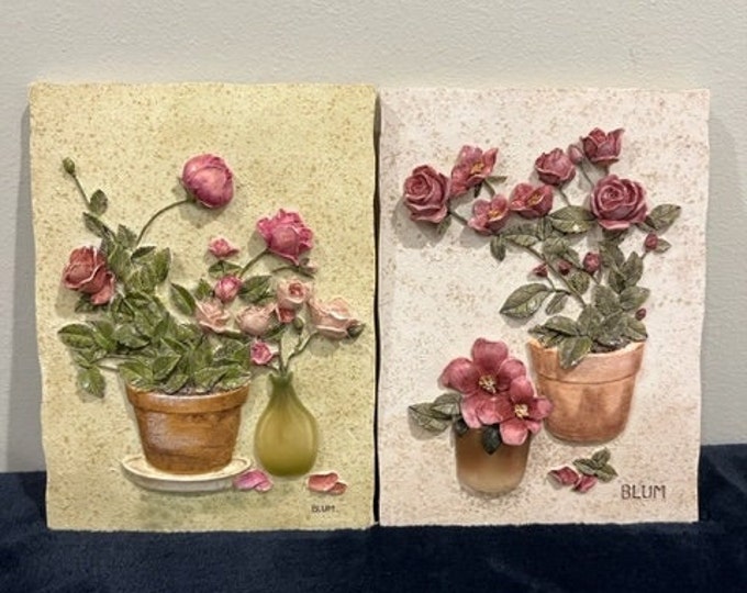 Vintage cheri Blum Wall Art Plaque 3D Rose Floral Wall Hanging Resin ...