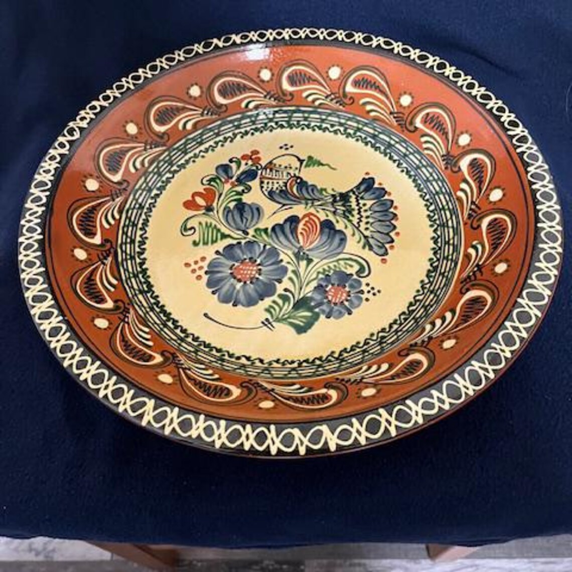 Vintage Large Folk Art Hand Painted Hungarian Pottery Bowl - Etsy