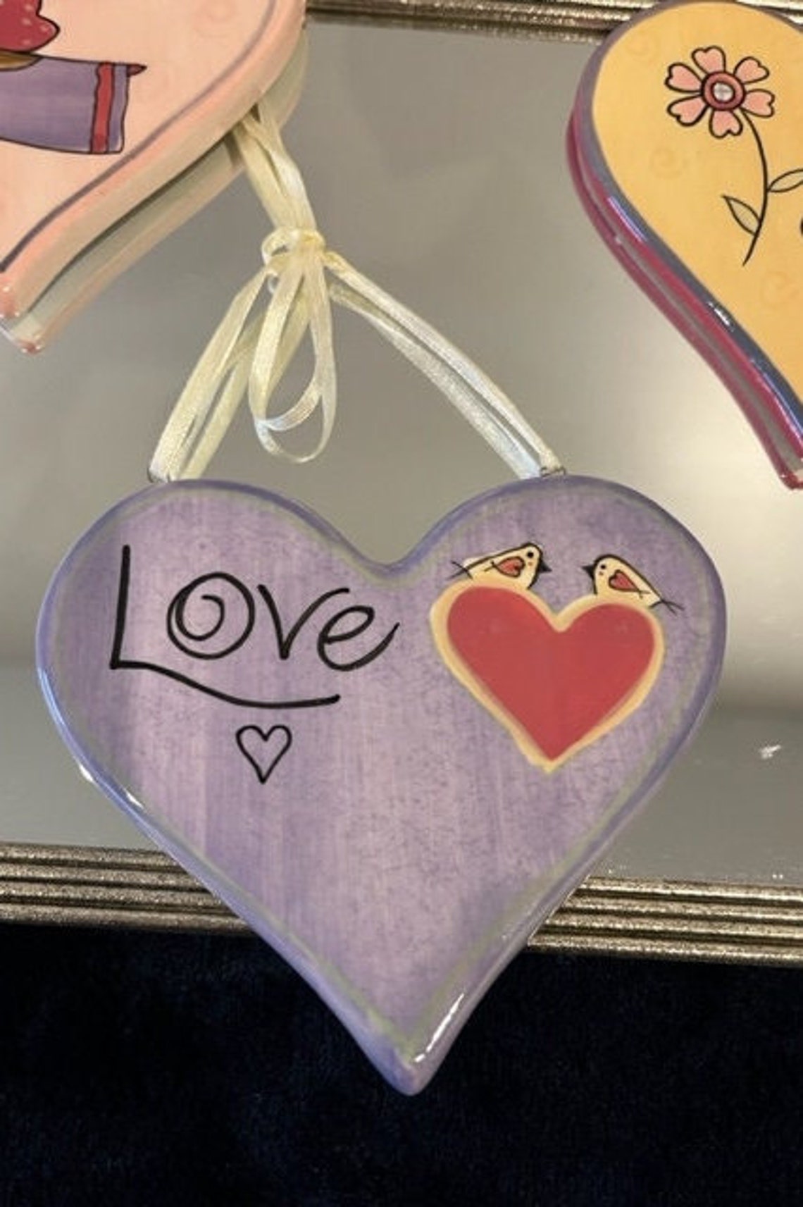 3 Vintage RUSS Heart Shaped Plaques-love Endures, Love Grows,love - Etsy