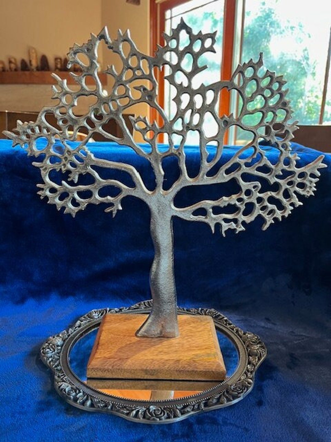 Silver Metal Tree of Life on Wood Stand-lovely Decor Jewelry - Etsy