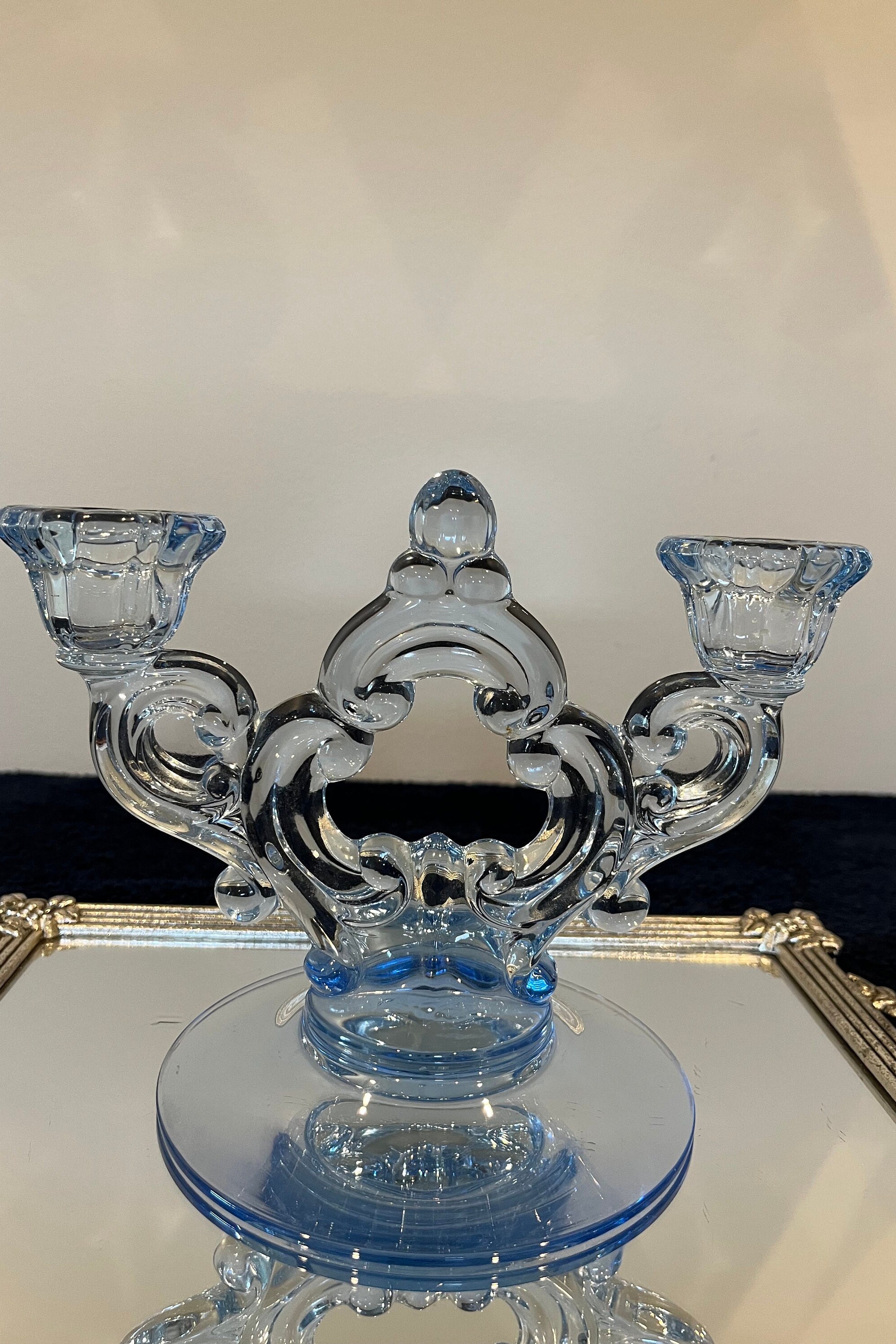 Vintage Cambridge Glass 2-light Candlestick Holder - Etsy