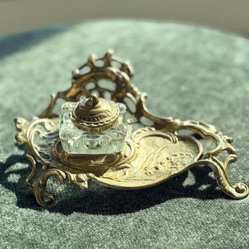 Inkwell Brass Art Deco - Etsy
