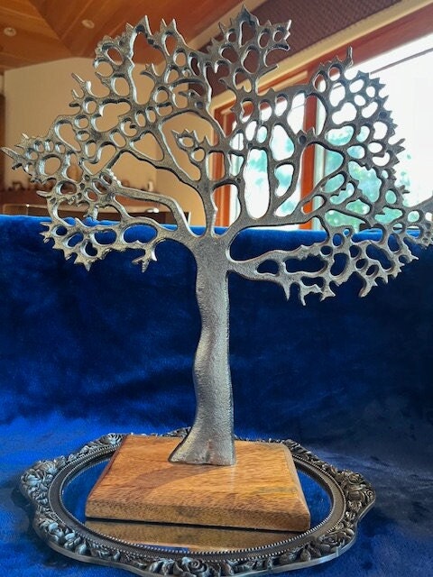 Silver Metal Tree of Life on Wood Stand-lovely Decor Jewelry - Etsy