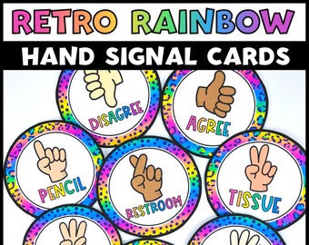 90s Retro Rainbow Editable Signs and Labels Name Tags Voice Level ...