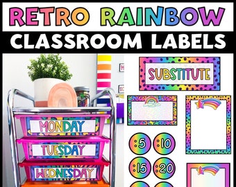 90s Retro Rainbow Editable Hand Signal Posters | Classroom Decor - Etsy