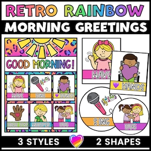 90s Retro Rainbow Morning Greeting Door Display | Classroom Decor - Etsy